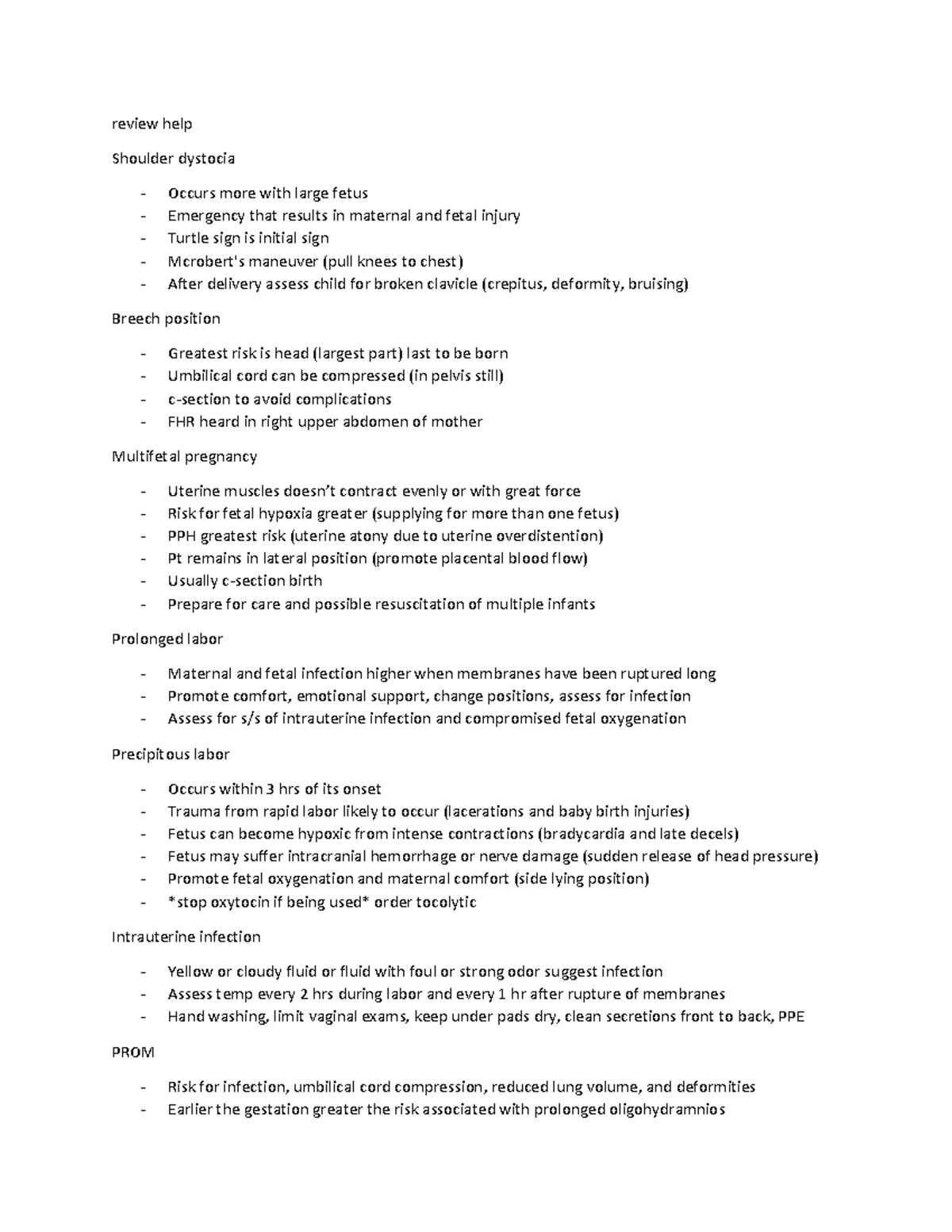 Document 256 - inion - review help Shoulder dystocia - Occurs more with ...