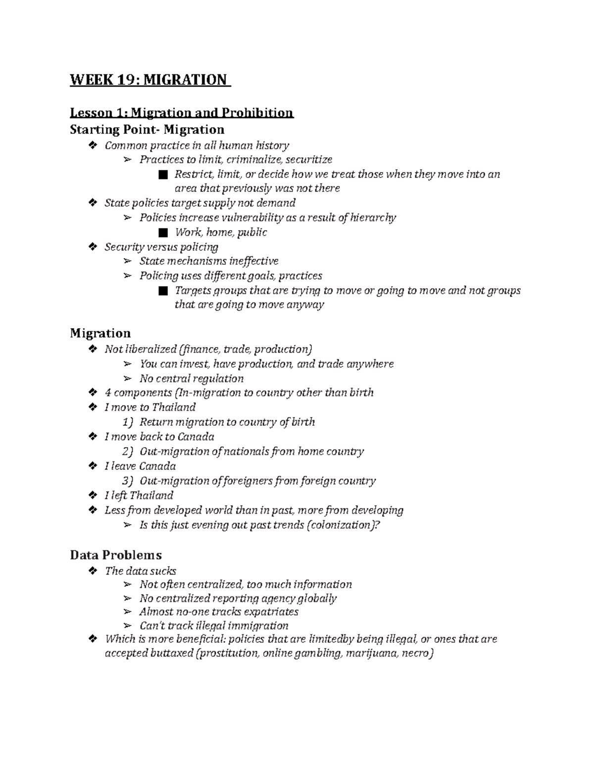 WEEK 19 Migration - year 1 course, professor namarian - WEEK 19 ...