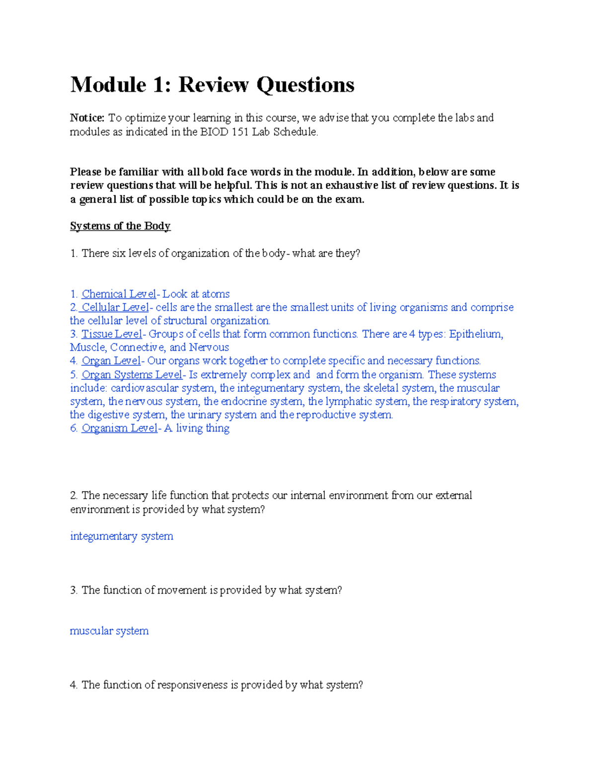 Module 1 Review Questions - Module 1: Review Questions Notice: To optimize your learning in this ...