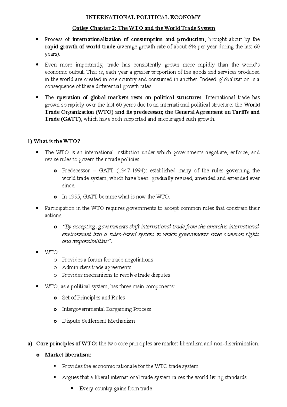 Week 4 Reading Importante Oatley Chapter 2 - the WTO and the World ...