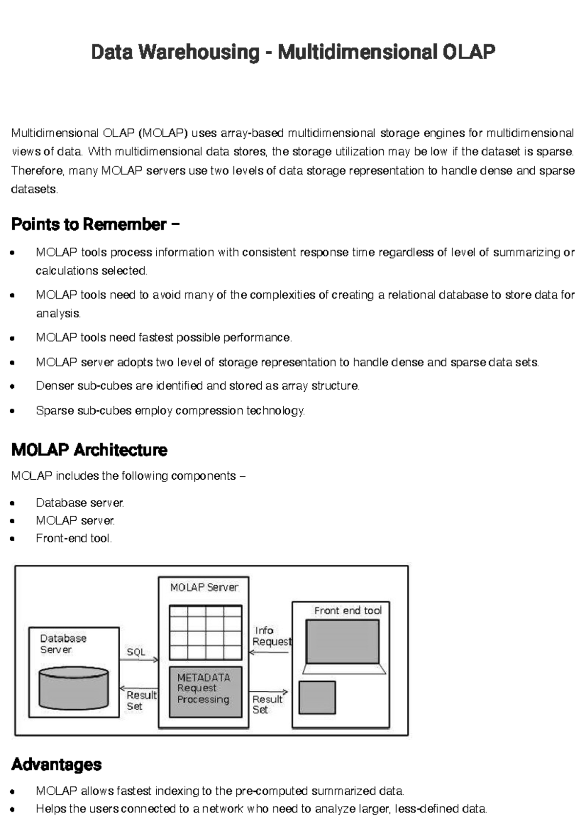 Data Warehousing - Multidimensional OLAP - Data Warehousing ...