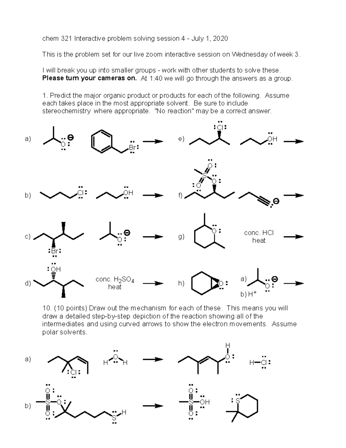 Chem 321 2020 summer interactive 4 key - This is the problem set for ...