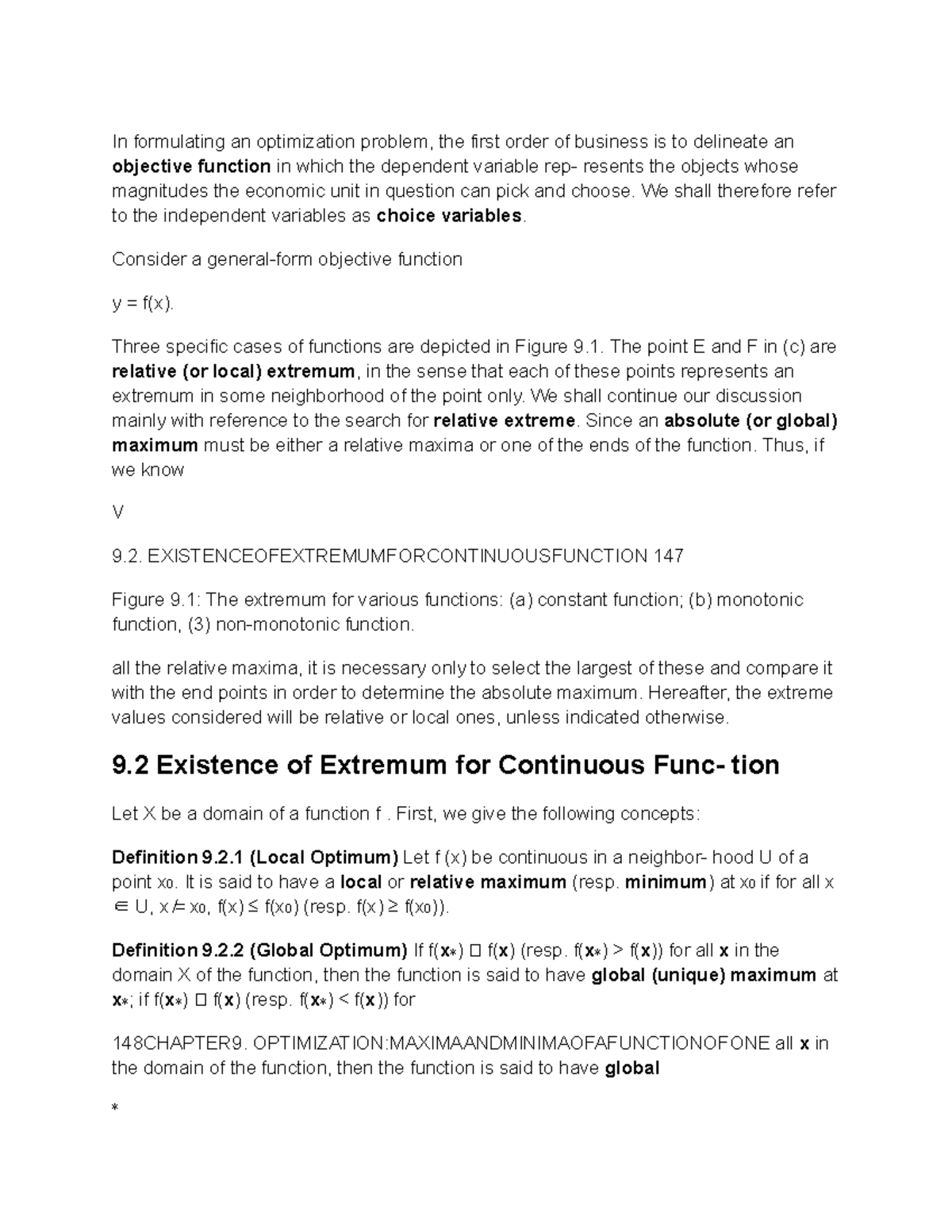 Eco notes t1 - In formulating an optimization problem, the first order ...