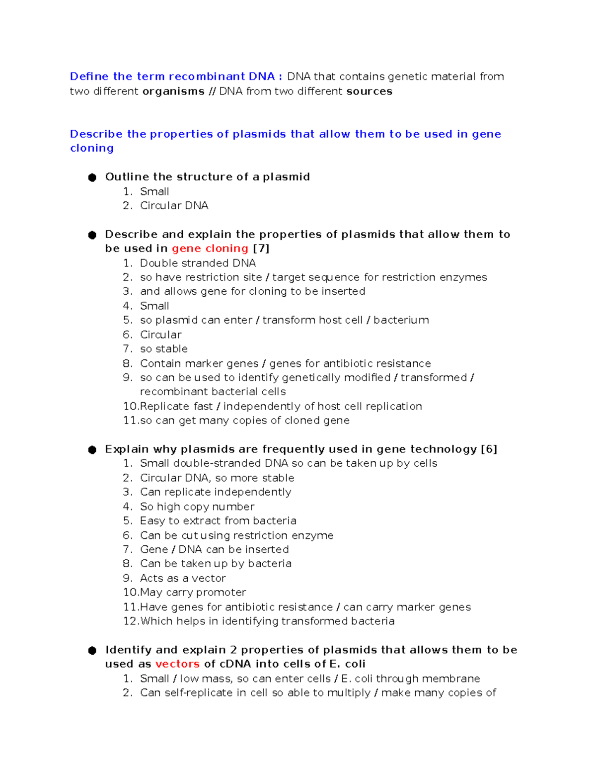 Gene technology : Recap on A level knowledge - Define the term ...