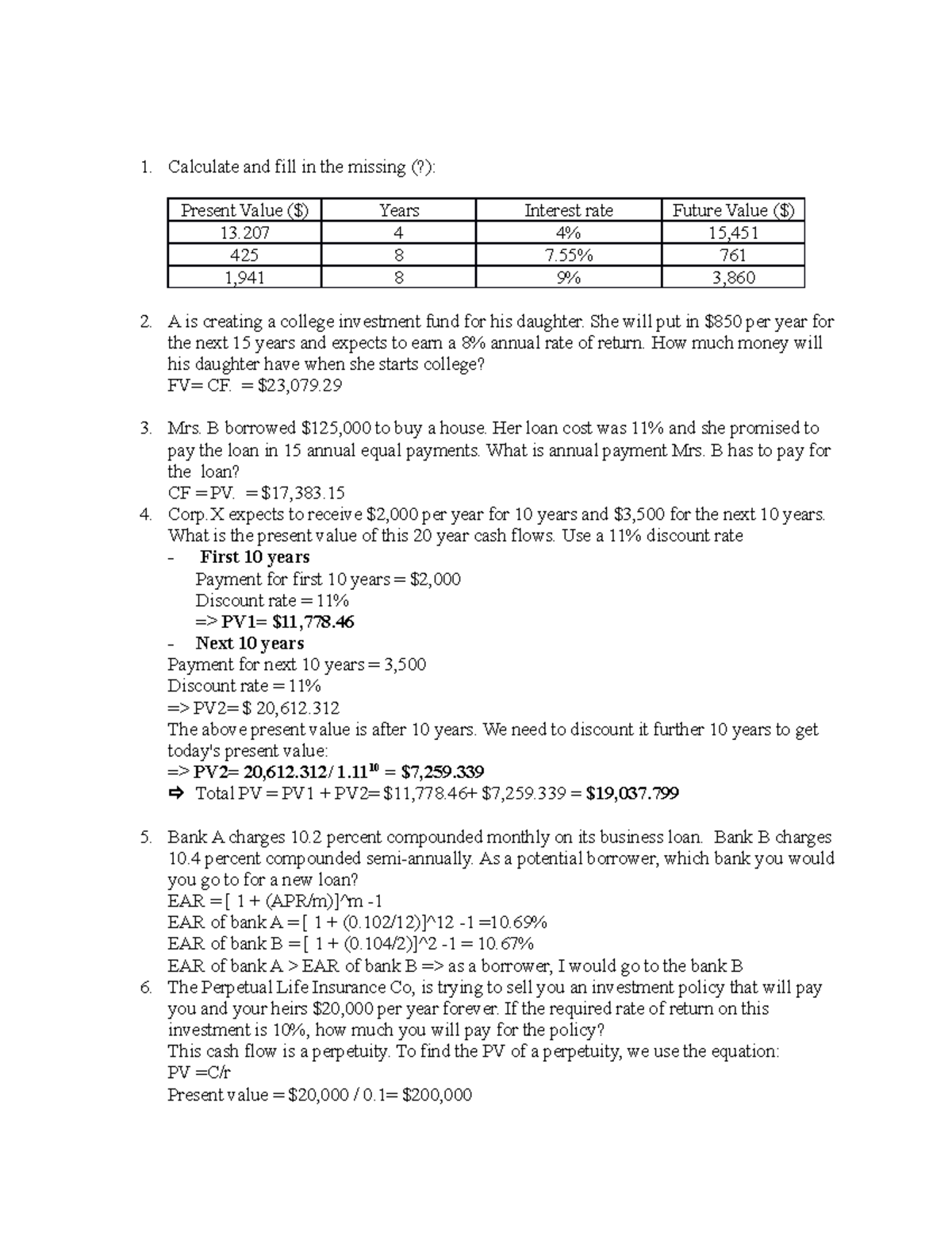 Review For session 1-5 - ebba - Calculate and fill in the missing ...