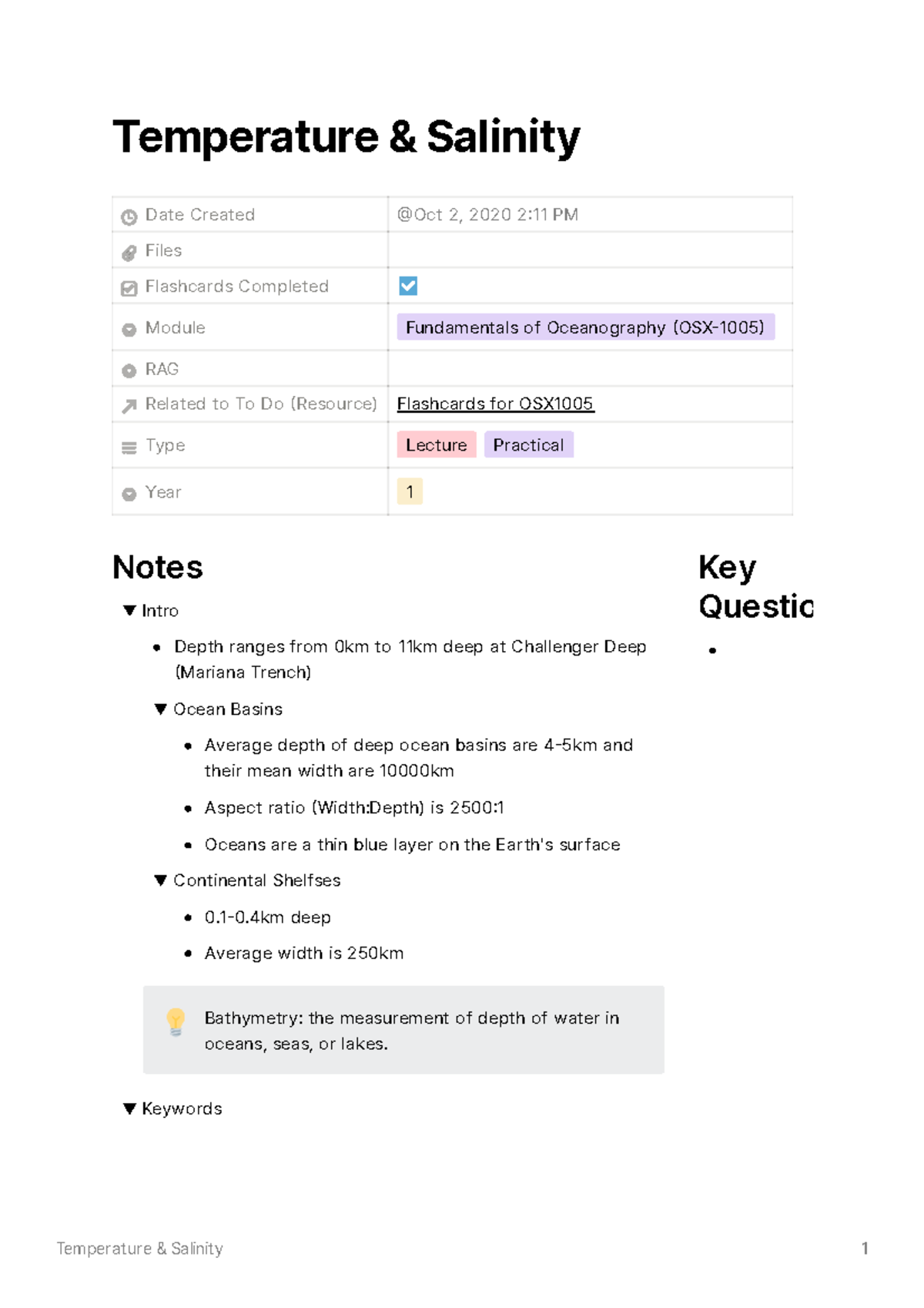 Temperature Salinity - Lecture notes 3 - Temperature & Salinity Ԇ ...