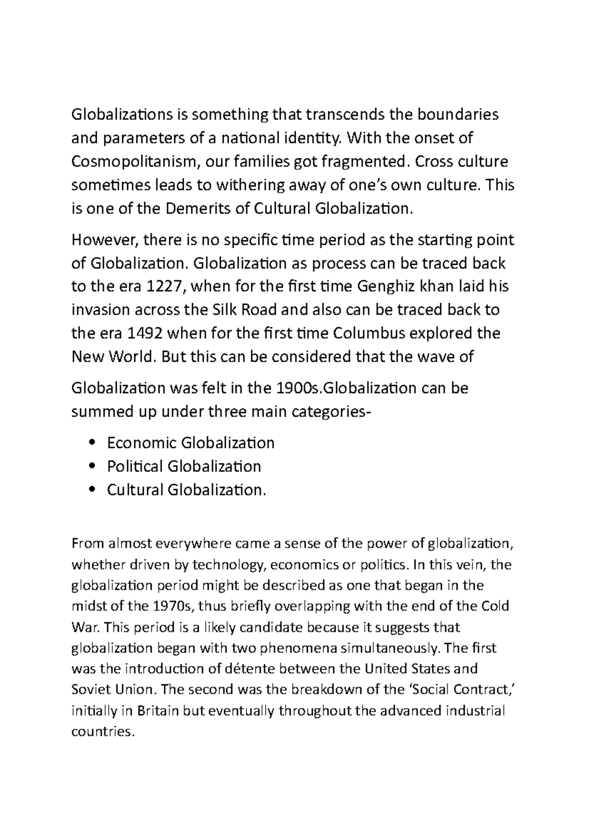 Globalization, post globaliaztion and Neo Globalization ...