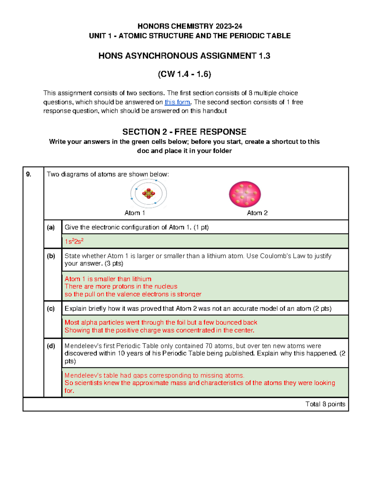 HW 1.3 Electronic Structures and Periodic Trends - UNIT 1 - ATOMIC ...