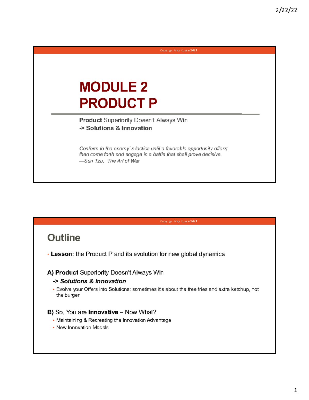 Module 2a Product 2022 - MODULE 2 PRODUCT P ####### Product Superiority ...
