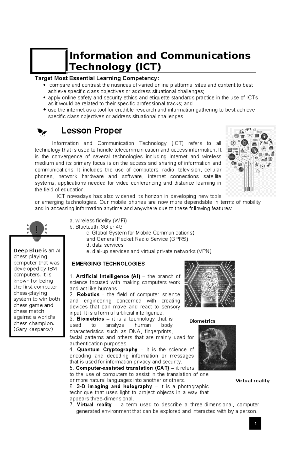 ICT - Target Most Essential Learning Competency: compare and contrast ...