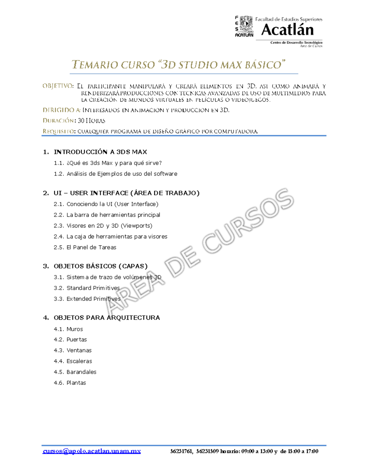 3d Studio Max Basico (Temario) 2018. - : : 1. INTRODUCCIÓN A 3DS MAX ...