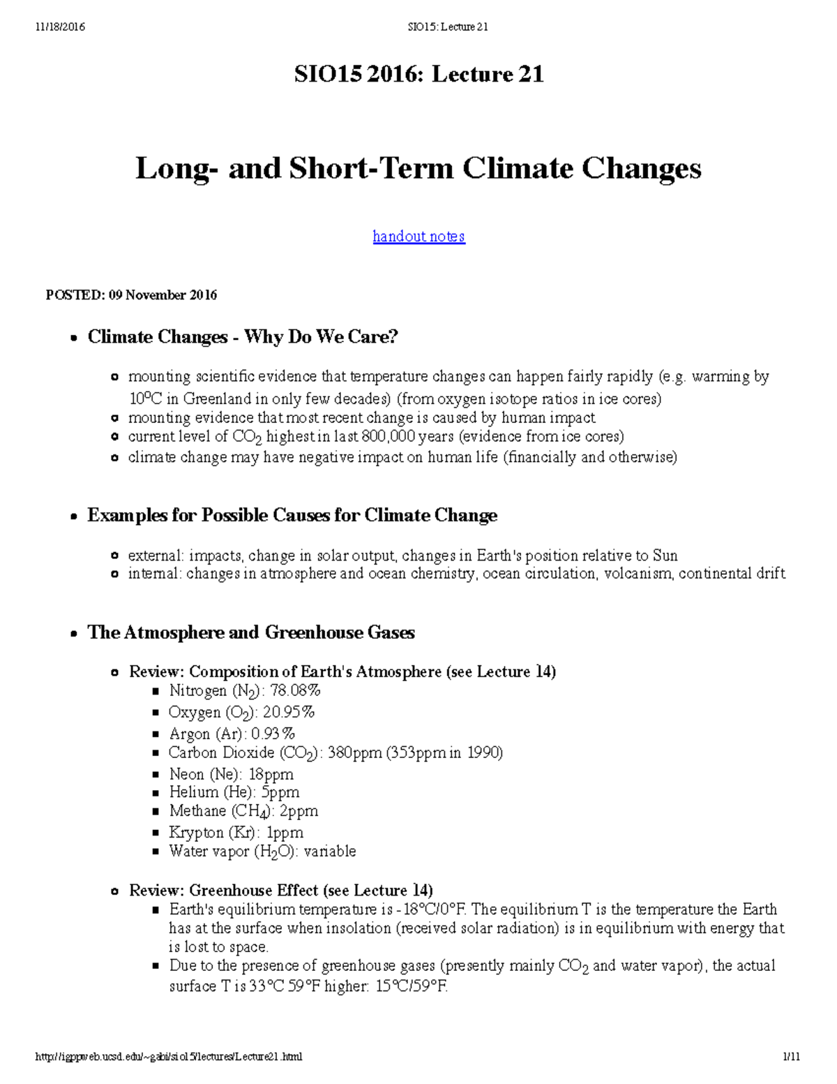 SIO15 Lecture 21 - SIO15 2016: Lecture 21 Long- and Short-Term Climate ...