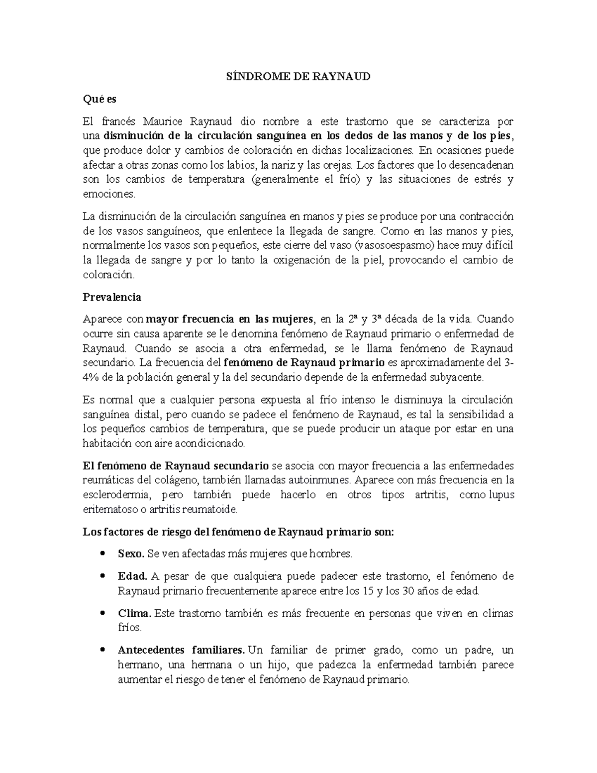 Síndrome DE Raynaud datos claros y exactos - SÍNDROME DE RAYNAUD Qué es ...