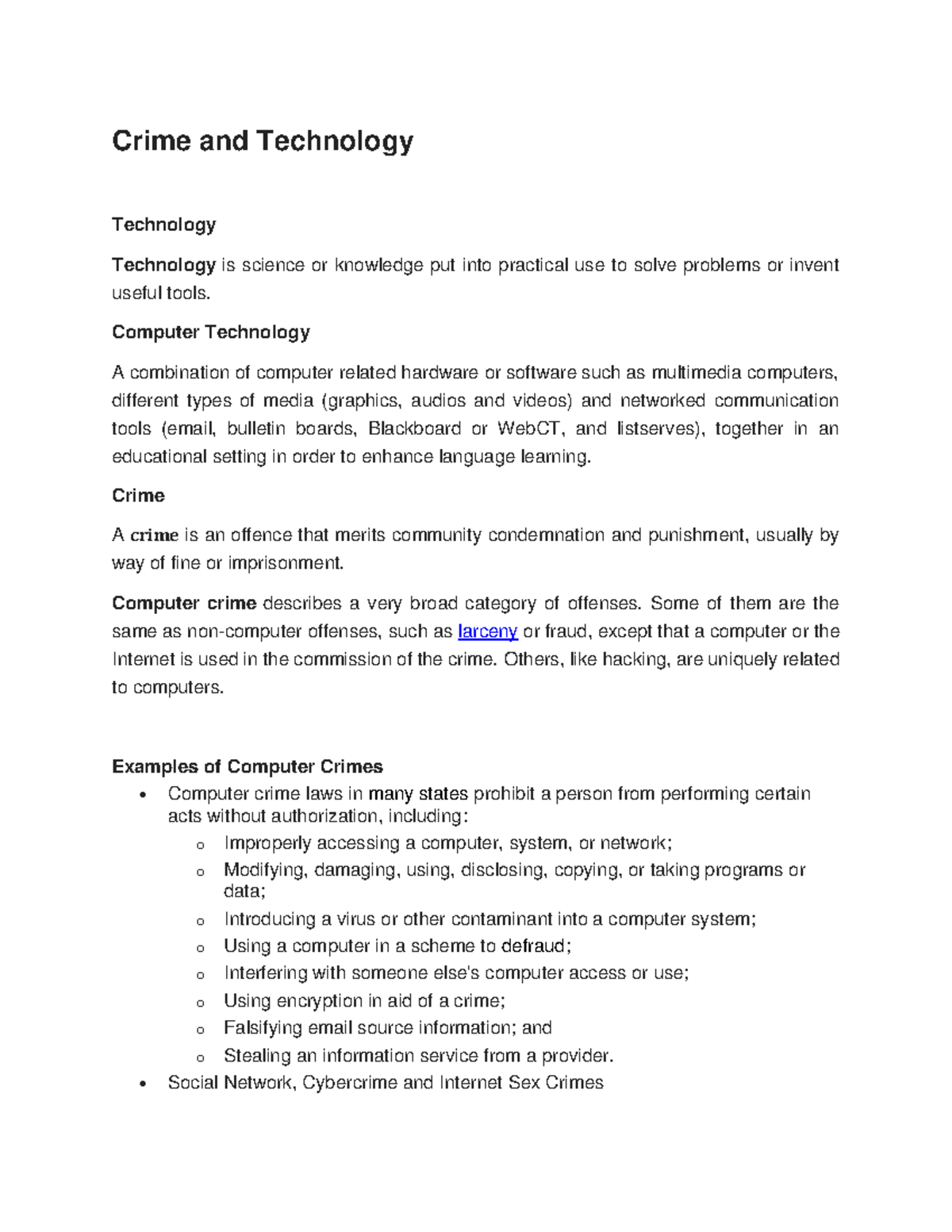 Crime Technology - Crime and Technology Technology Technology is ...