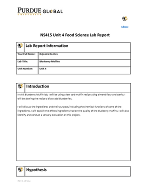 Unit6 Food Science Lab Report Template DD - Library NS415 Unit 6 Food ...