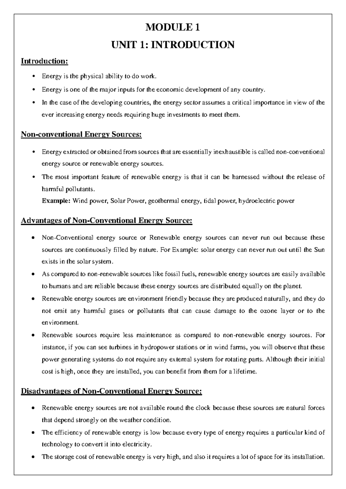 Module 1 Unit 1 - Notes - MODULE 1 UNIT 1: INTRODUCTION Introduction ...