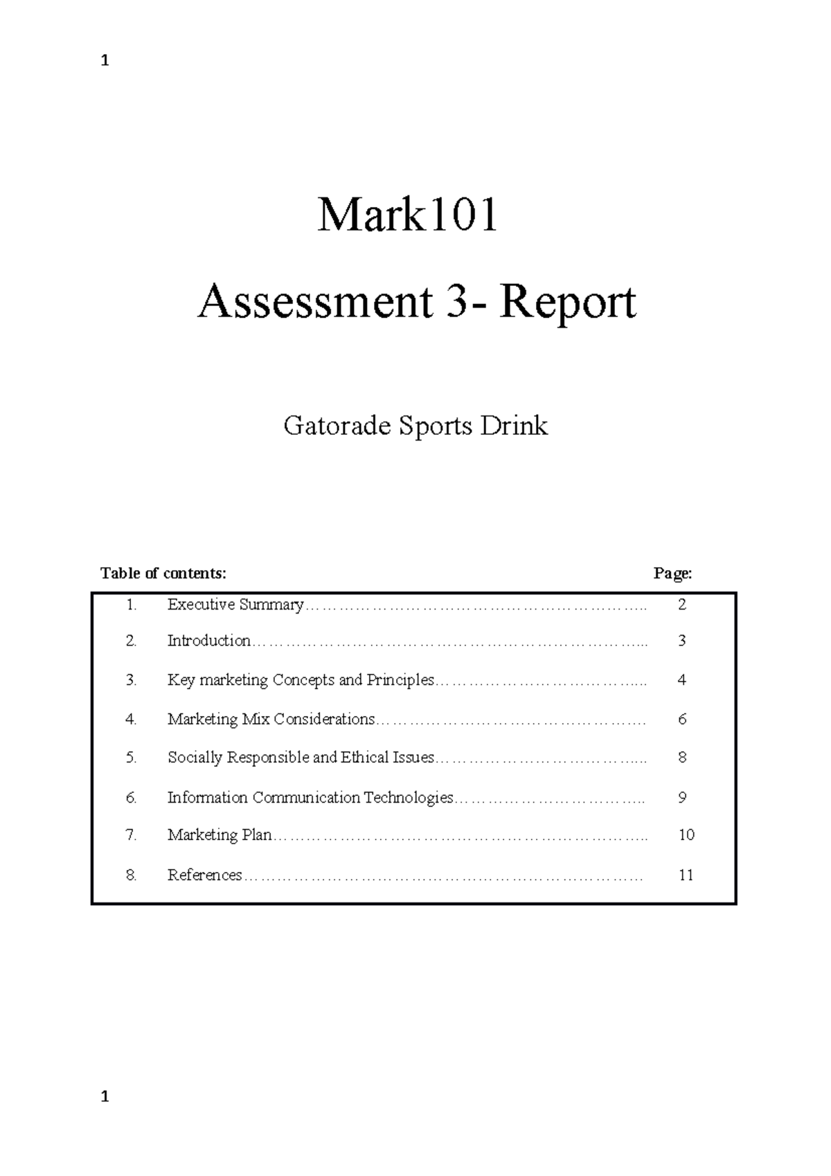 Mark101 Assessment 3 Major Report - 1 Mark101 Assessment 3- Report ...