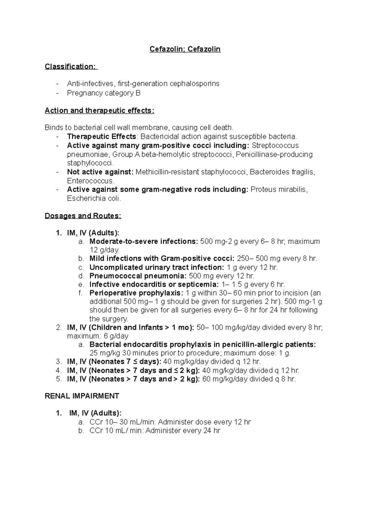 Cefazolin - Drug Card - Cefazolin; Cefazolin Classification: Anti ...