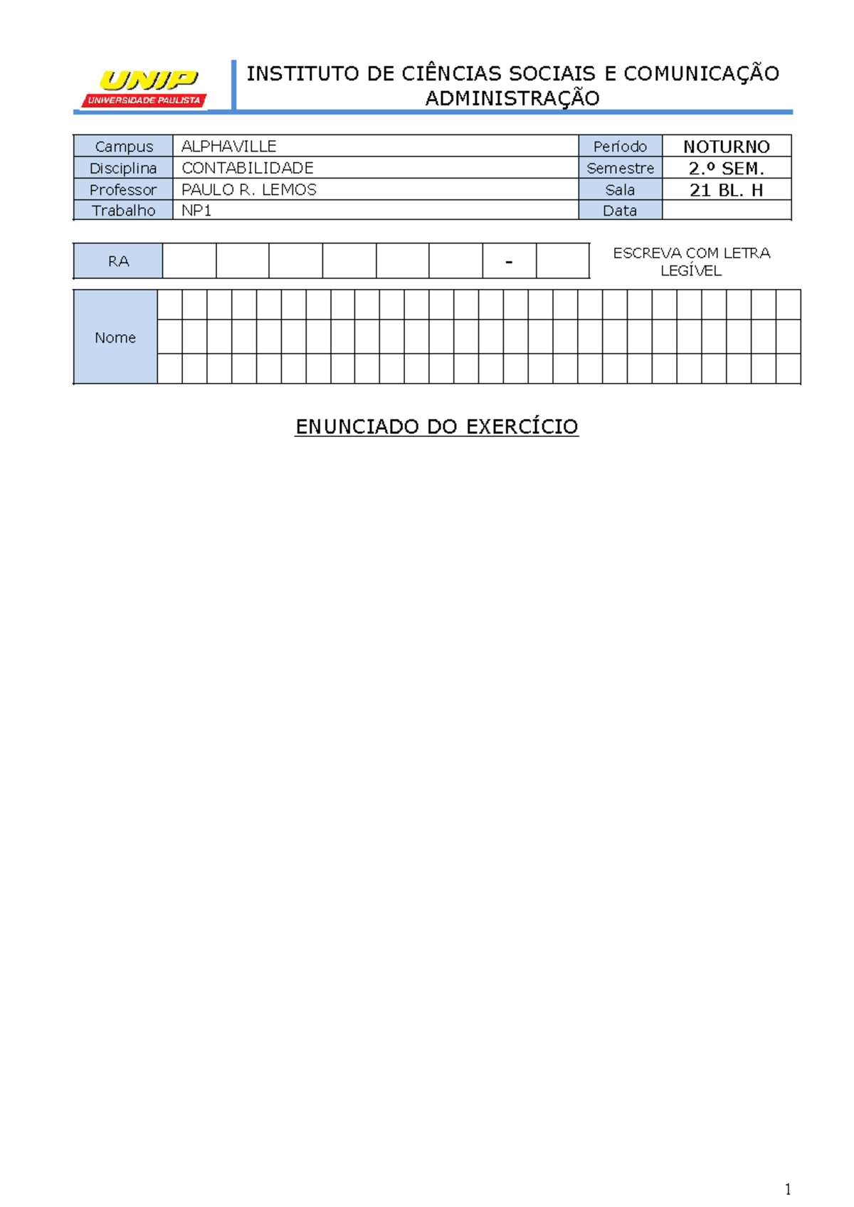 Modelo de Capa Trabalho - biomedicina forense - AVA UNIP - INSTITUTO DE ...