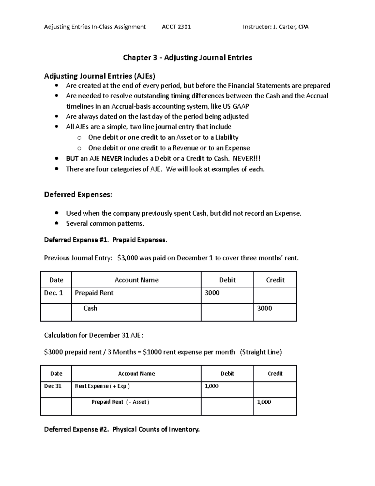 Chapter 3 Part I In Class Handout - Chapter 3 - Adjusting Journal ...
