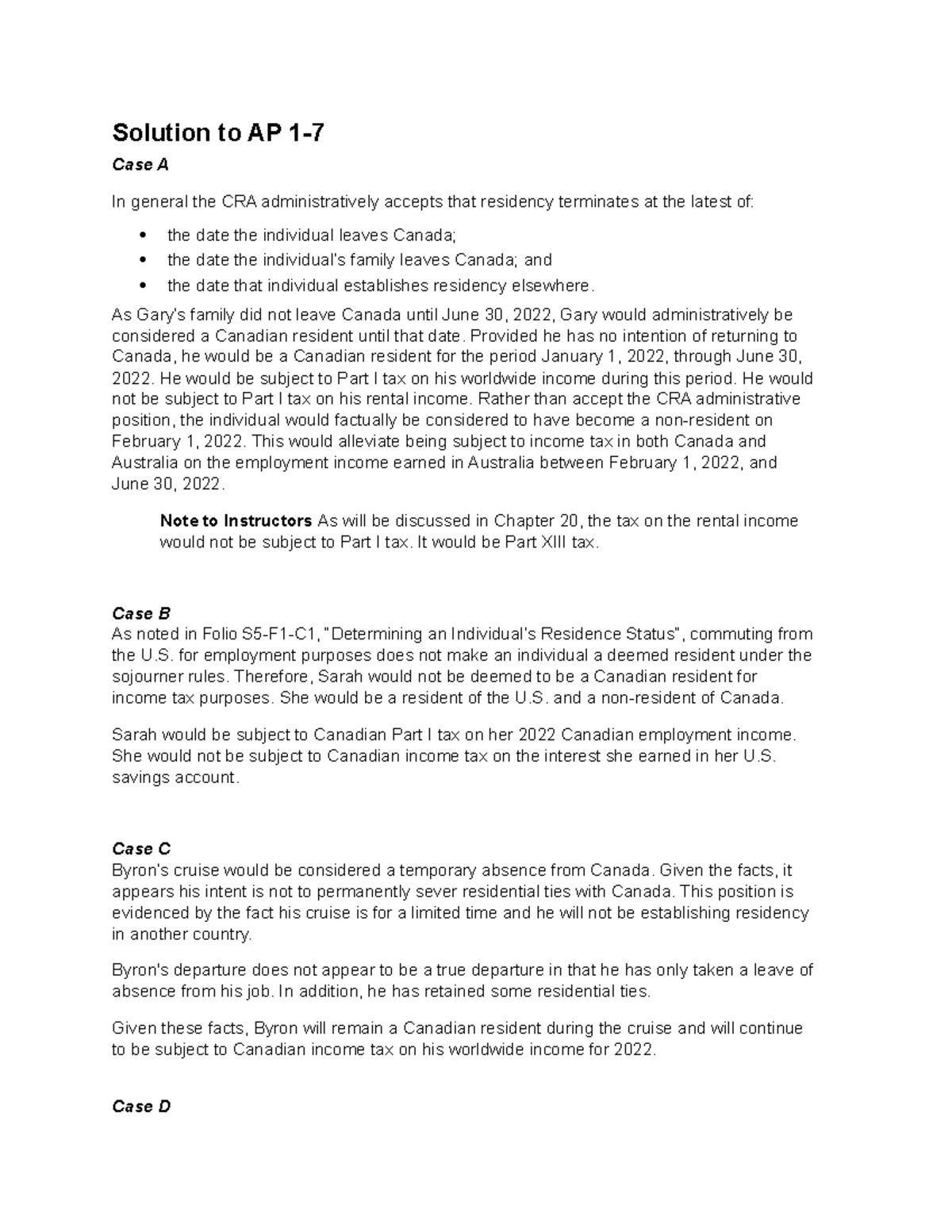 Solution 2022-23 AP Chpt, 1-7,8,9,12,13 - Solution to AP 1- Case A In ...