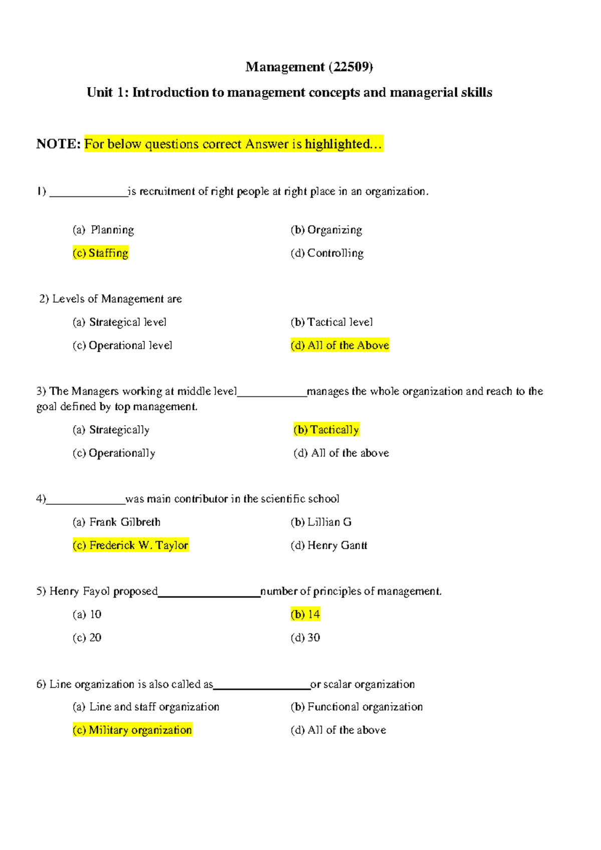 PDF (3) MGT MCQ Unit1 to Unit5 - Management (22509) Unit 1 ...