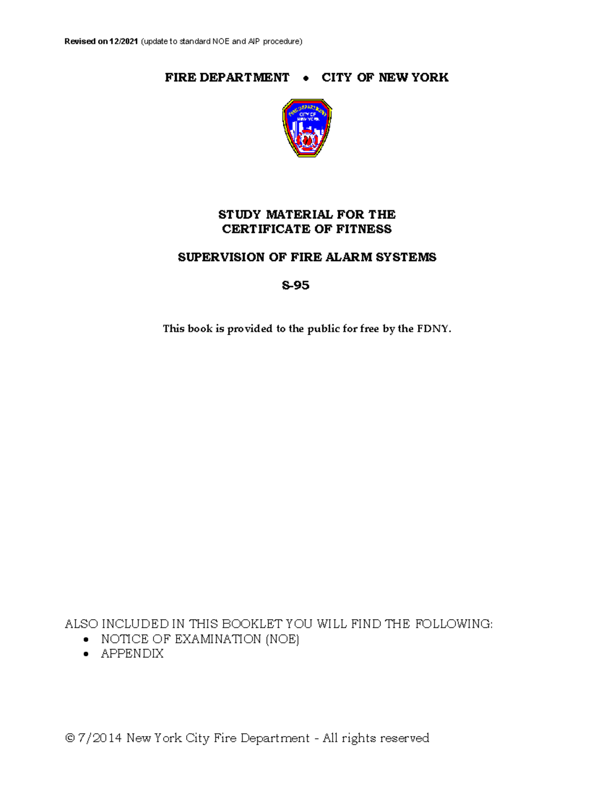 Cof s95 noe study materials - Revised on 12/2021 (update to standard ...