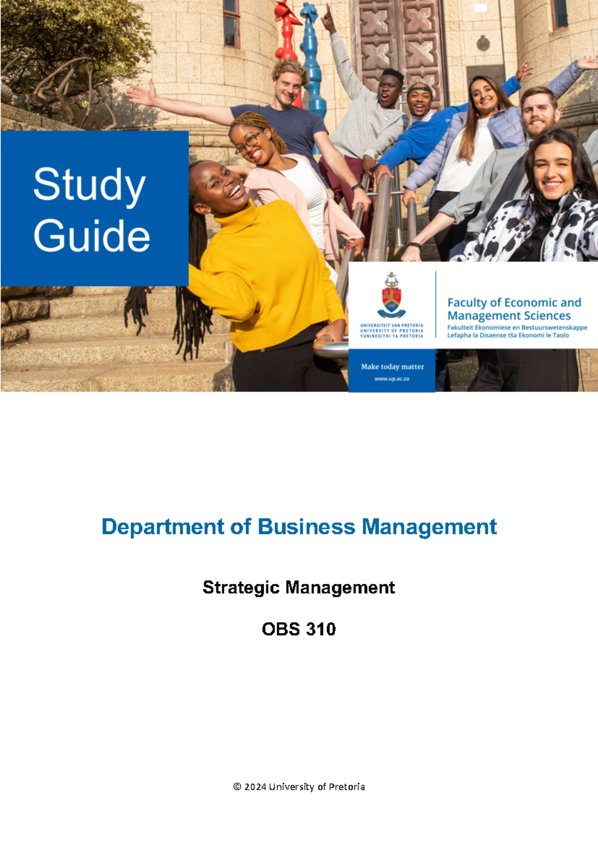 OBS 310 Study Guide 2024 - Department of Business Management Strategic ...