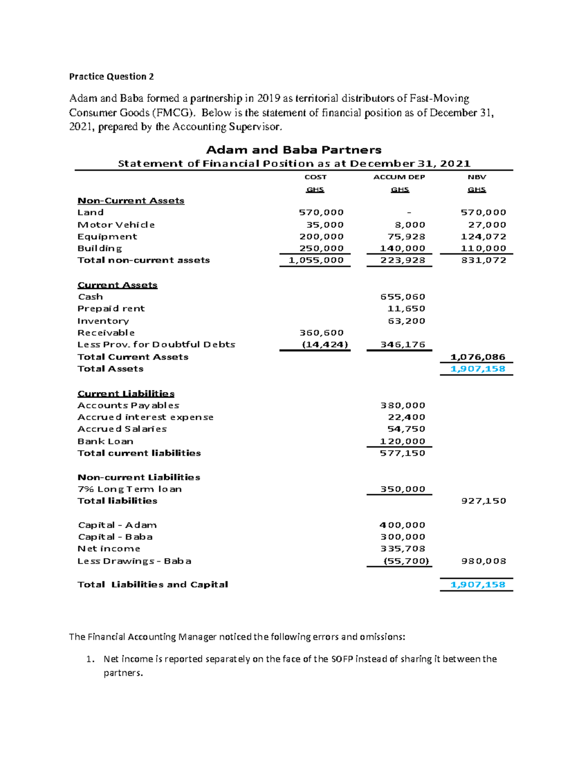 Partnership Practice Question 2 - Accounting - Studocu