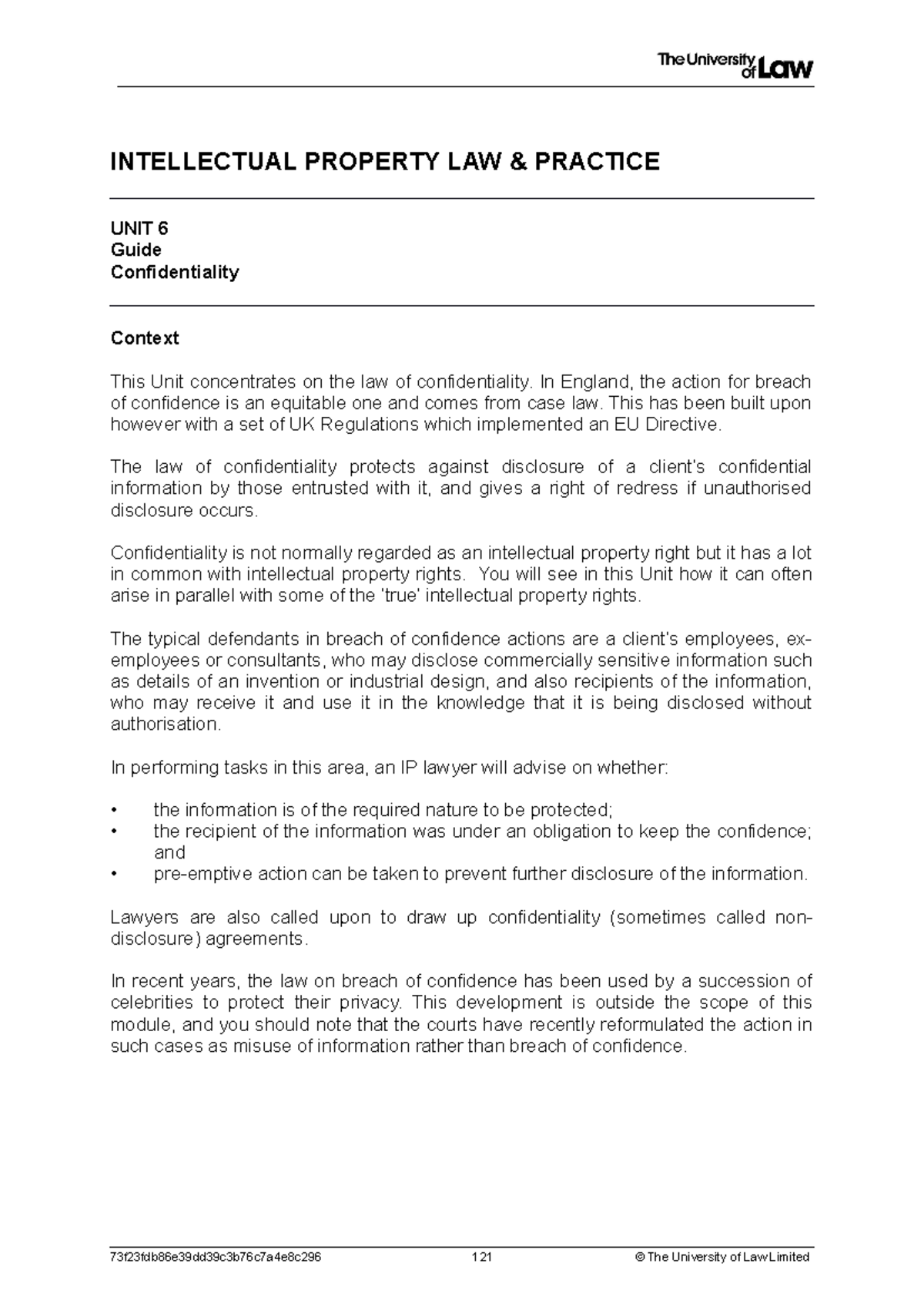 IP WS6 Guide DONE - distinction graded notes - INTELLECTUAL PROPERTY ...