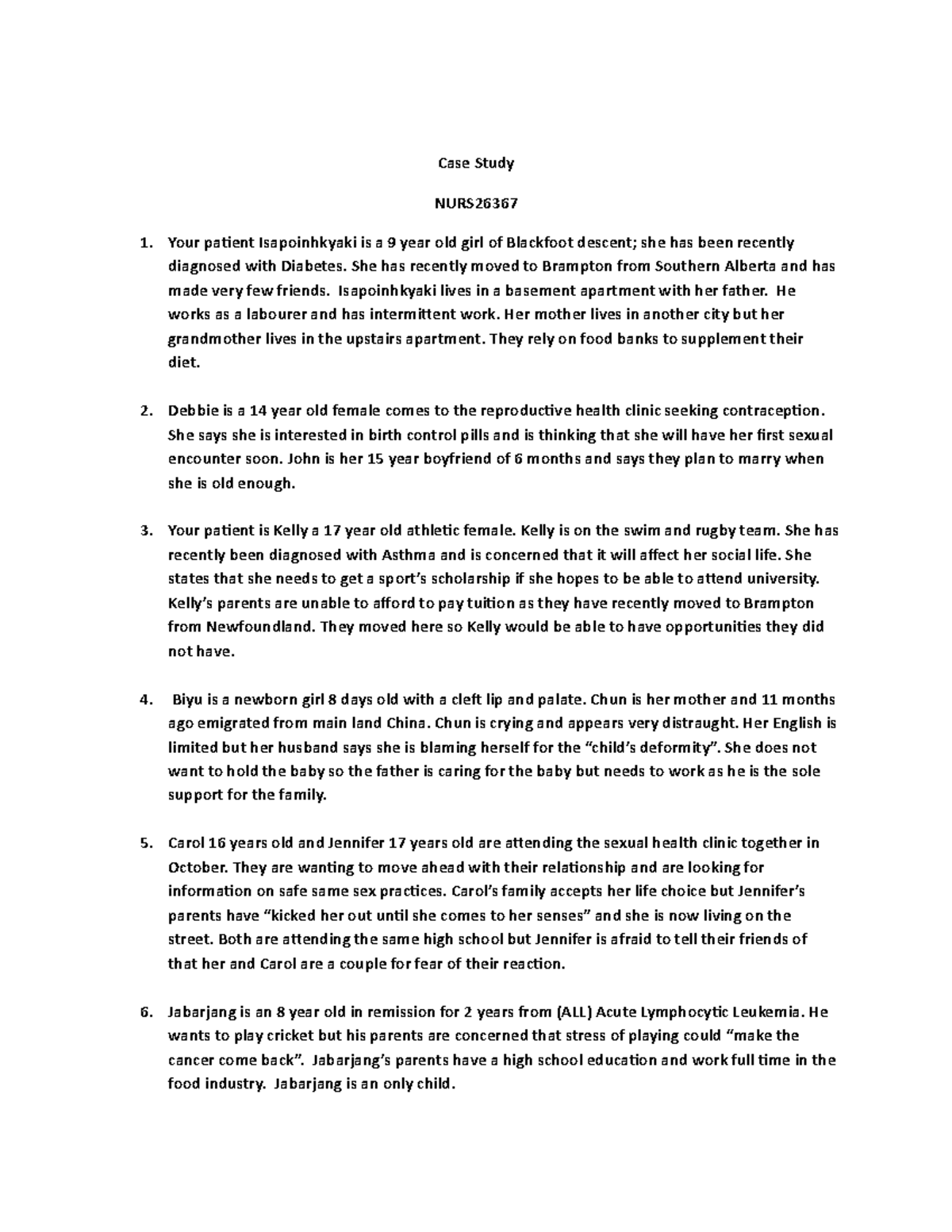 NCP Case Scenario V - assignment - Case Study NURS Your patient ...