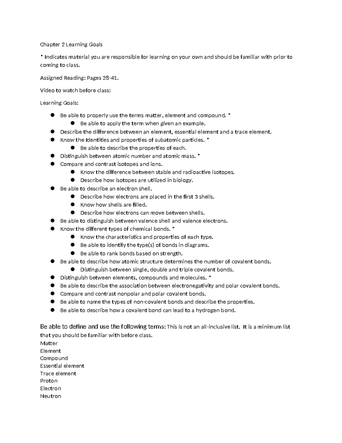 Chapter 2 Learning Objectives - Chapter 2 Learning Goals Indicates ...
