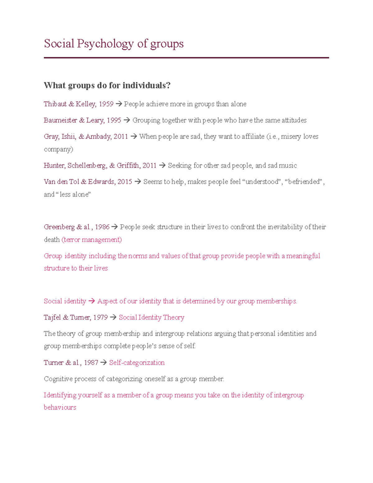 Revisions Social Psy of groups - Social Psychology of groups What ...