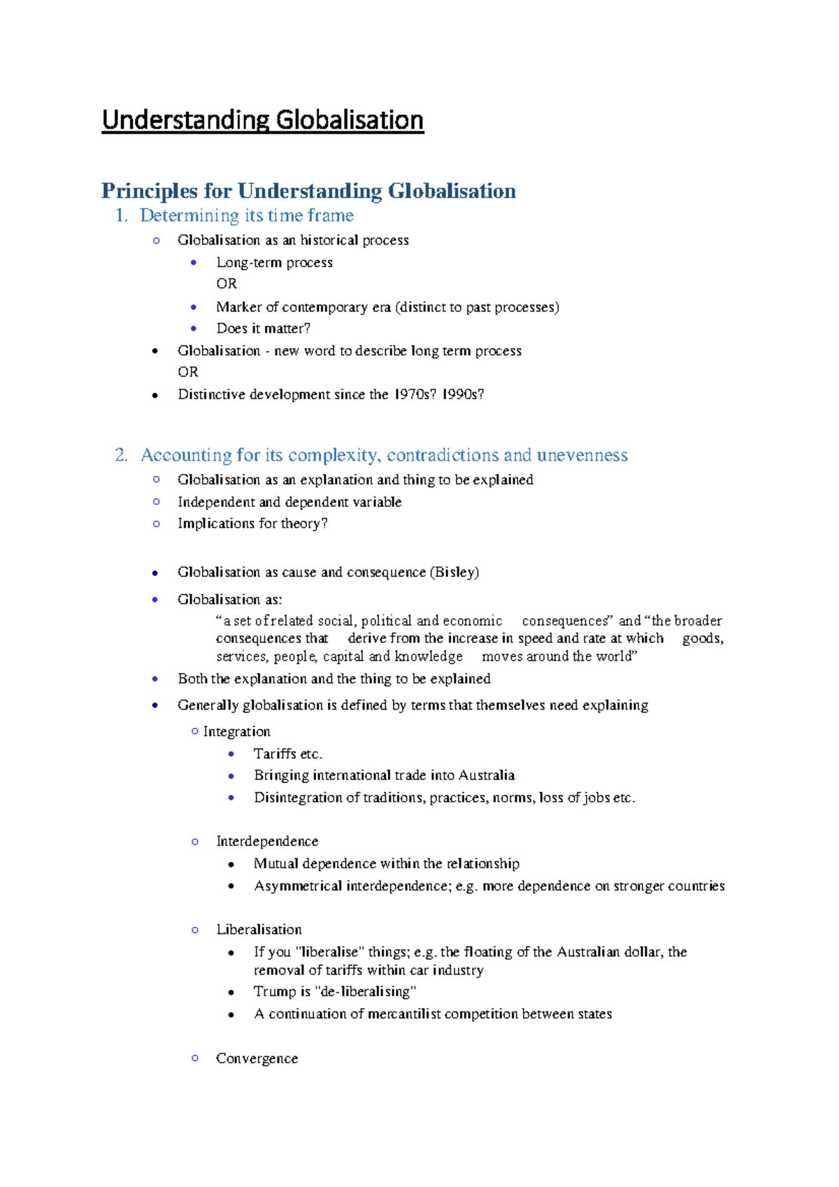 Understanding Globalisation Exam Notes w8-13 - Understanding ...