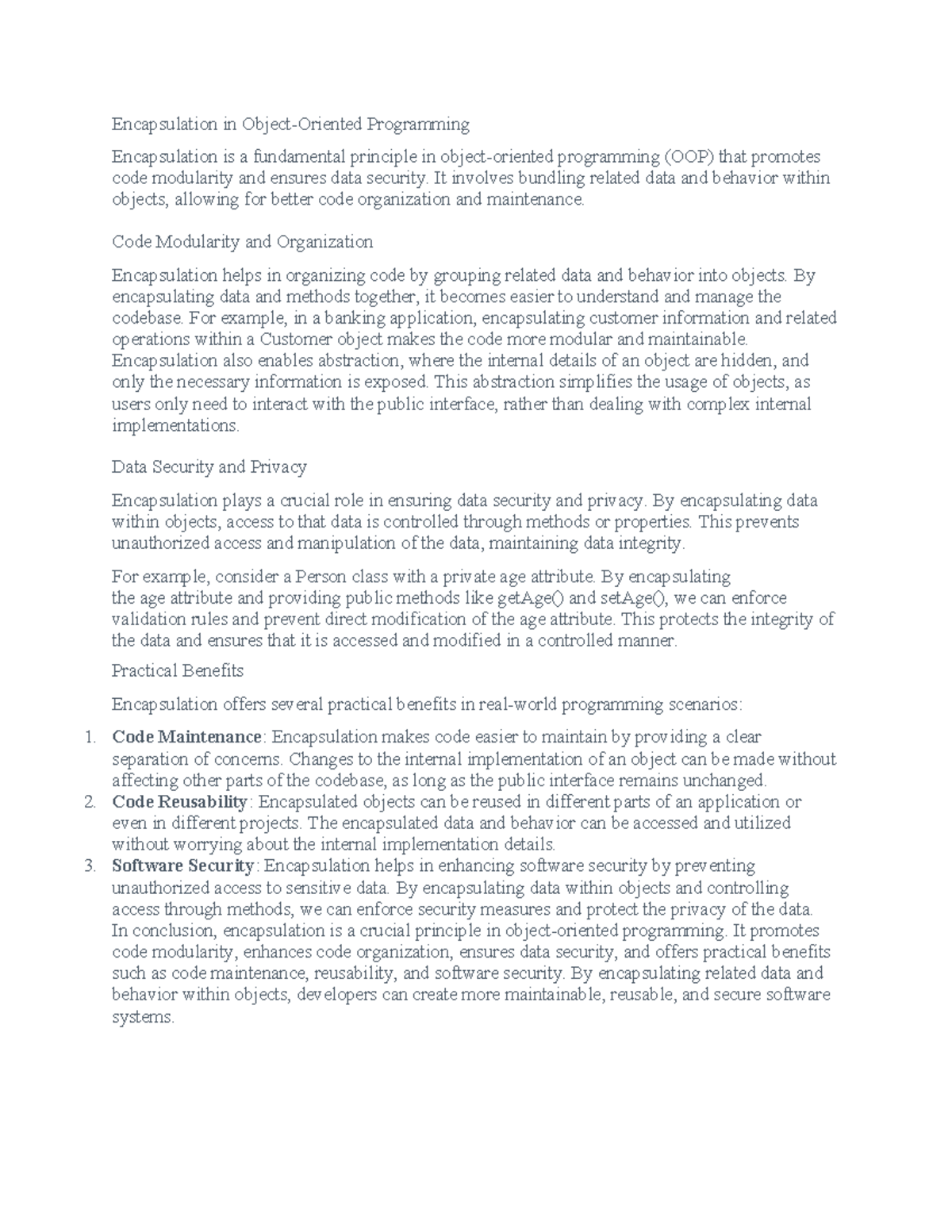 CS 1102 Discussion Forum UNIT 5 - Encapsulation in Object-Oriented ...