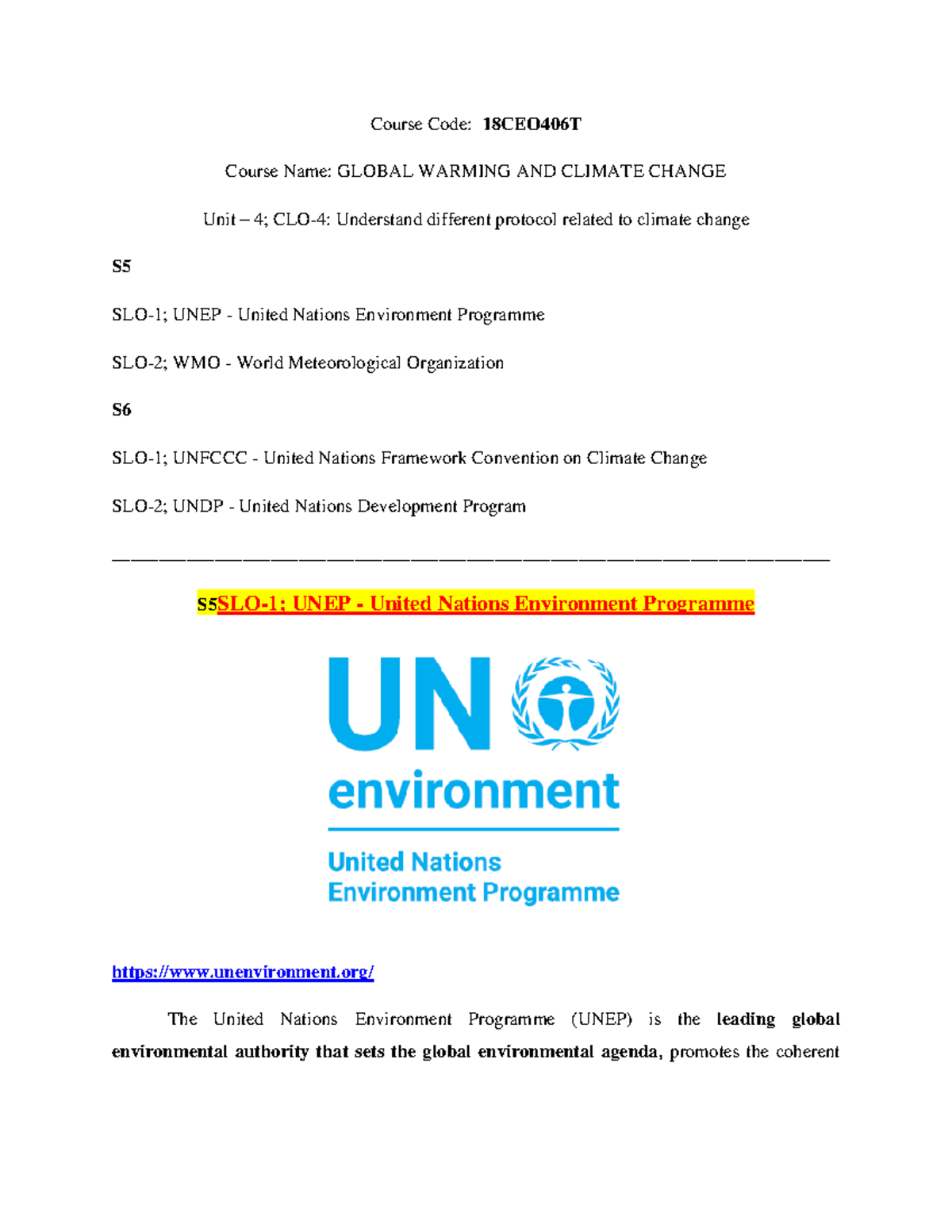 Unit 4 [S5-S6] - UNIT 4 study material - Course Code: 18CEO406T Course ...