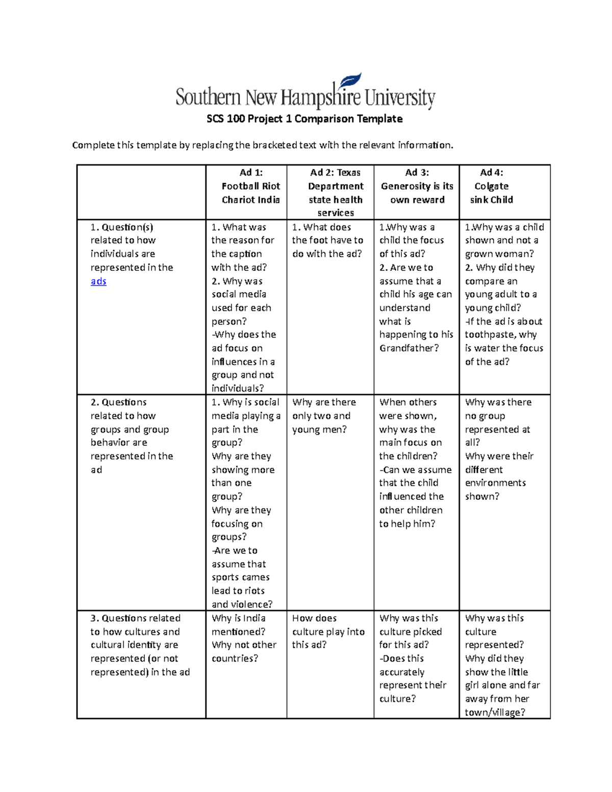 SCS 100 Project 1 Comparison Template (Start) - SCS 100 Project 1 ...