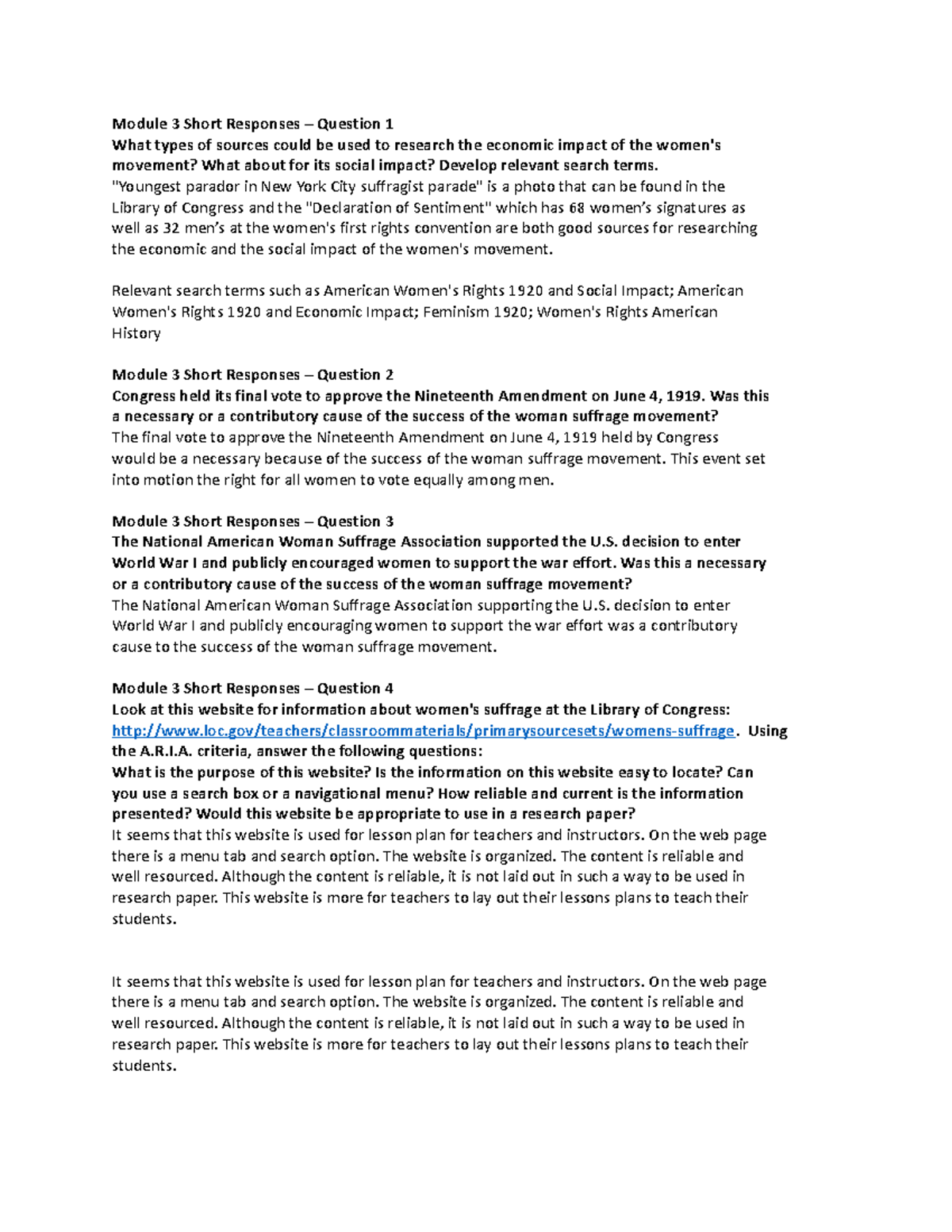 HIS 200 3-1 Module Three Short Responses - Module 3 Short Responses – Ques琀椀on 1 What types of ...