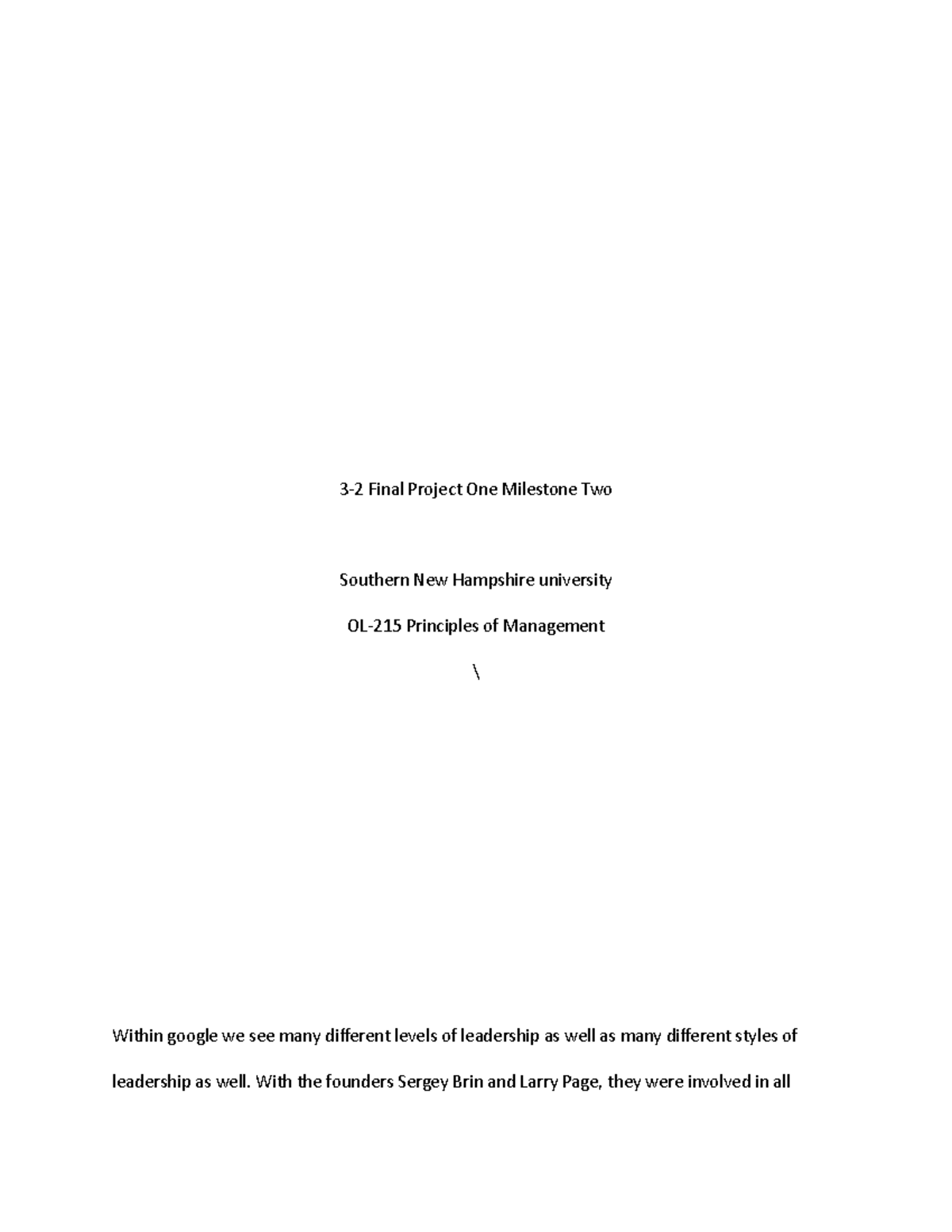 Milestone 2 - 3-2 Final Project One Milestone Two Southern New ...