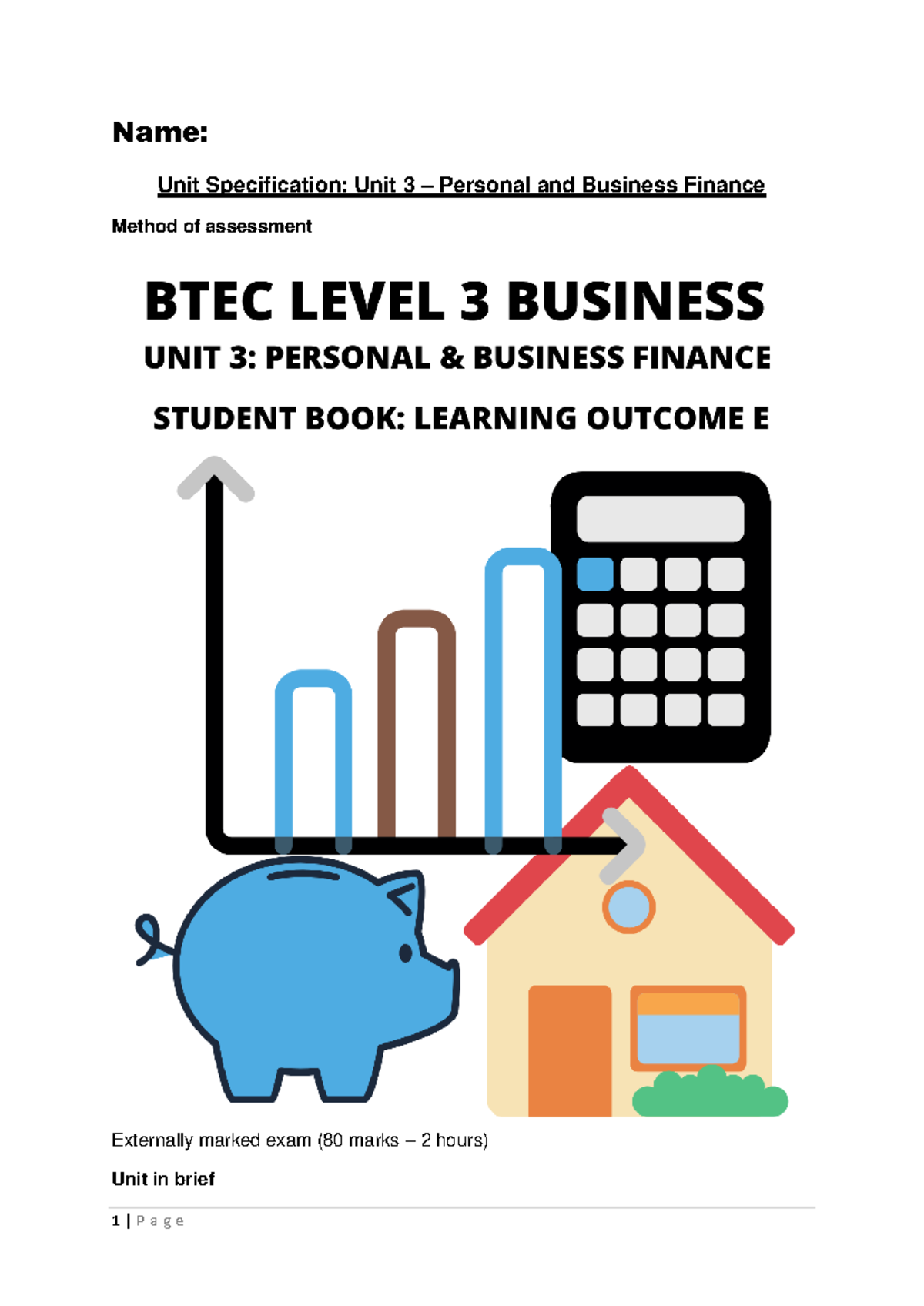 Unit 3 Student Book Outcome E - Name: Unit Specification: Unit 3 ...