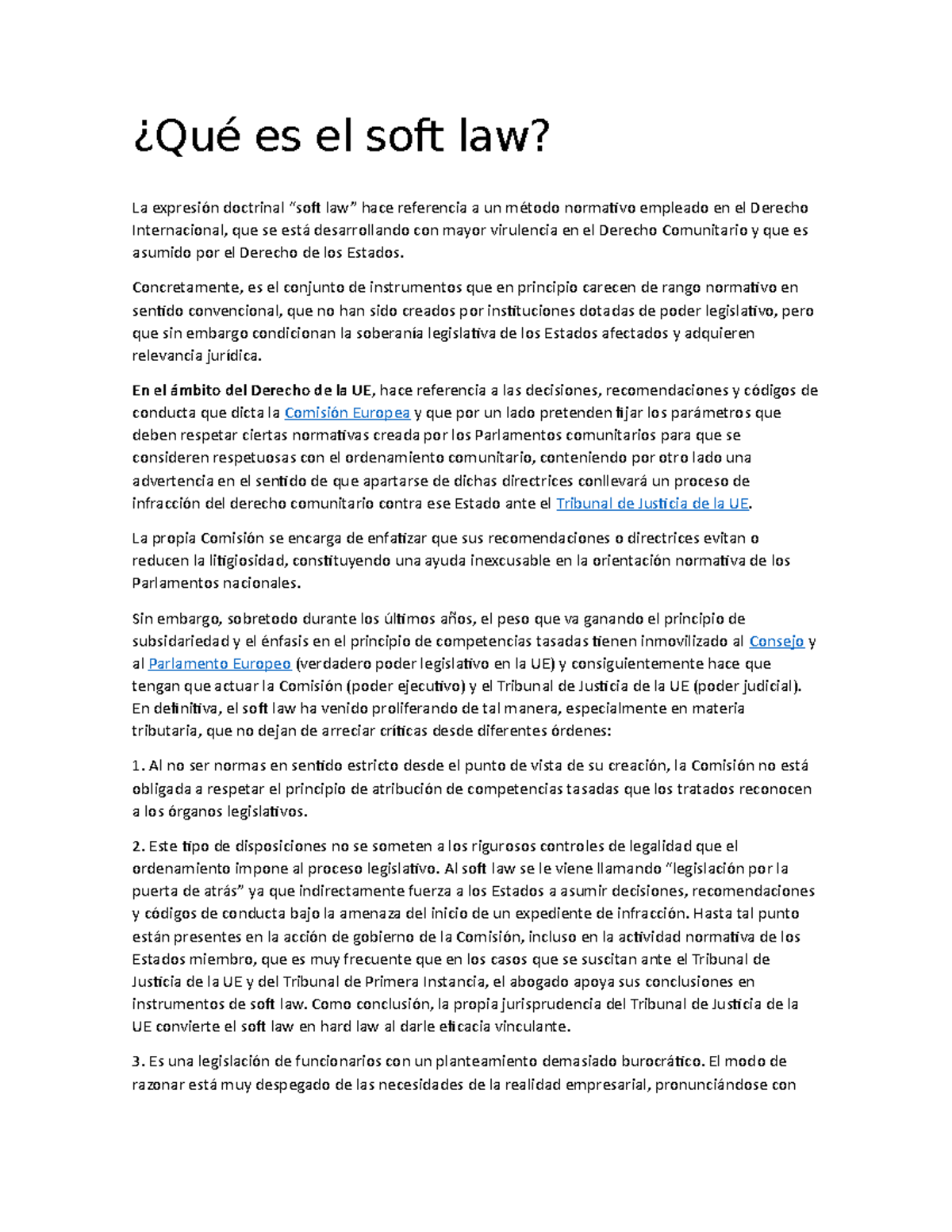 Qué es el soft law - Apuntes soft law - ¿Qué es el soft law? La ...
