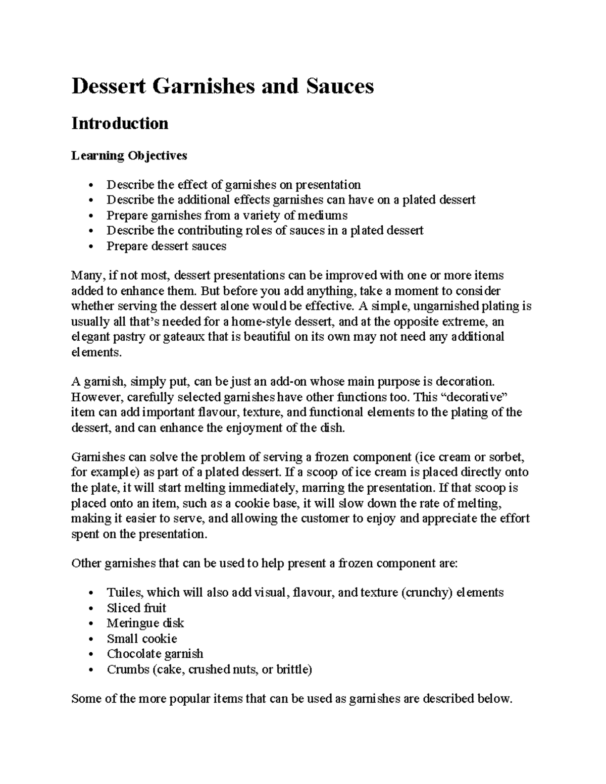 Dessert Garnishes and Sauces - Dessert Garnishes and Sauces ...