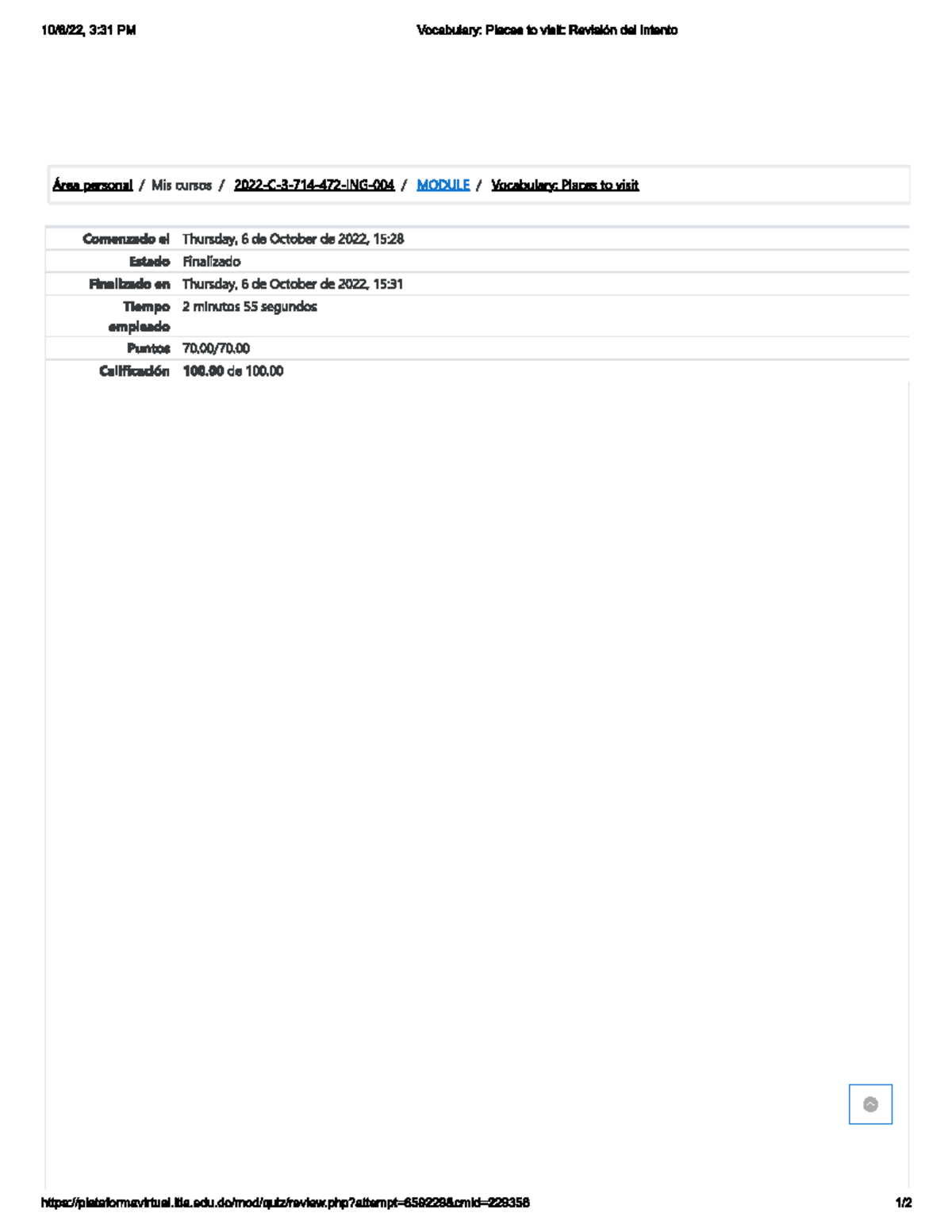 Vocabulary-Places to visit - Inglés - Studocu