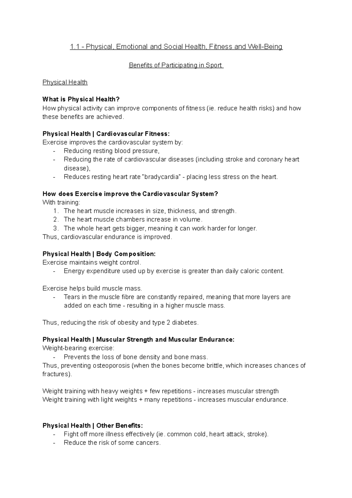 1.1 - Physical, Emotional and Social Health, Fitness and Well-Being ...