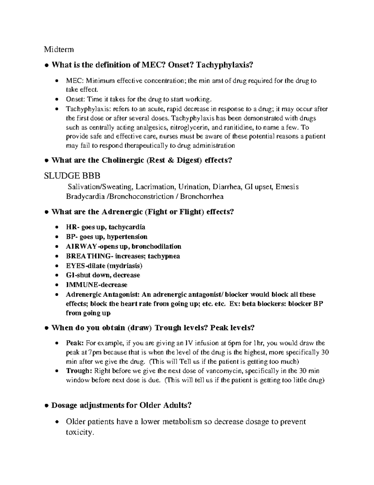 Pharm midterm - Midterm What is the definition of MEC? Onset ...