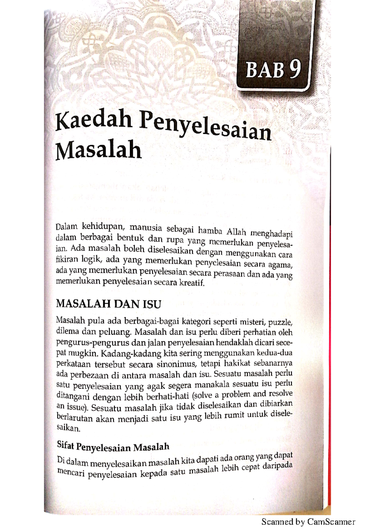 Bab 9 Kaedah Penyelesaian Masalah - etika dan peradaban - Studocu
