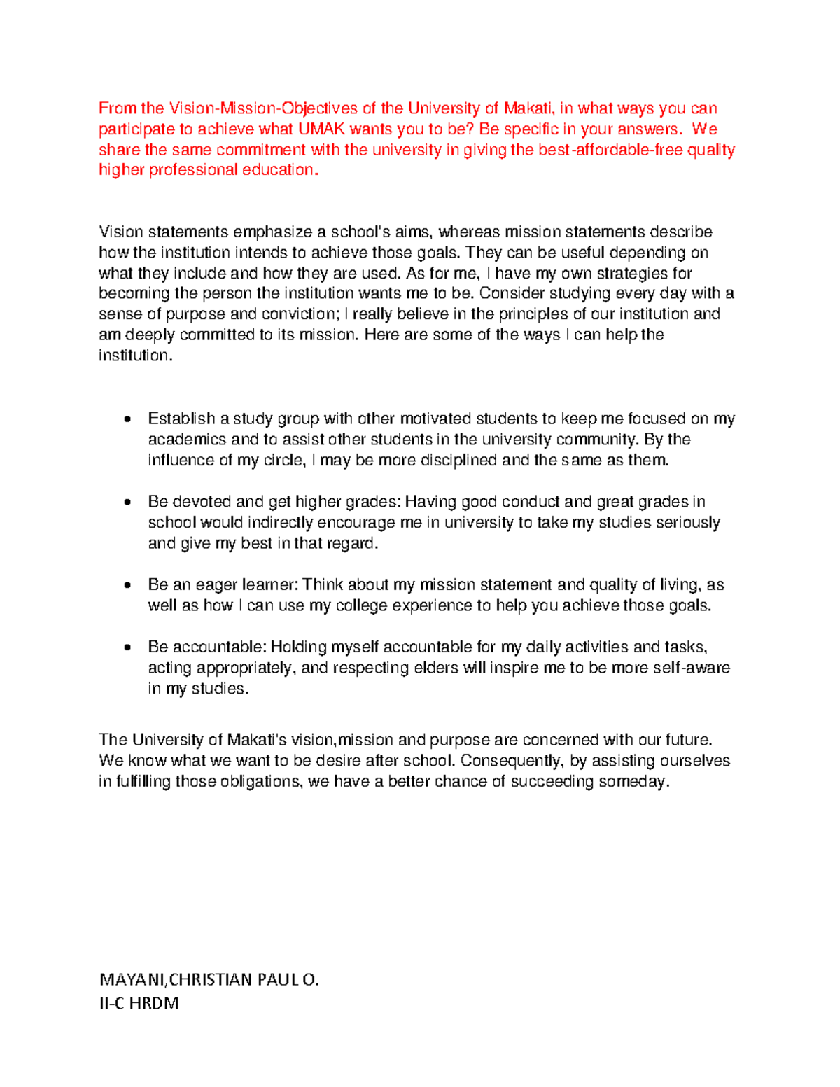 Vision Mission Objectives Of The University Of Makati MAYANI CHRISTIAN PAUL O II C HRDM From vision-mission-objectives-of-the-university-of-makati-mayani-christian-paul-o-ii-c-hrdm-from
