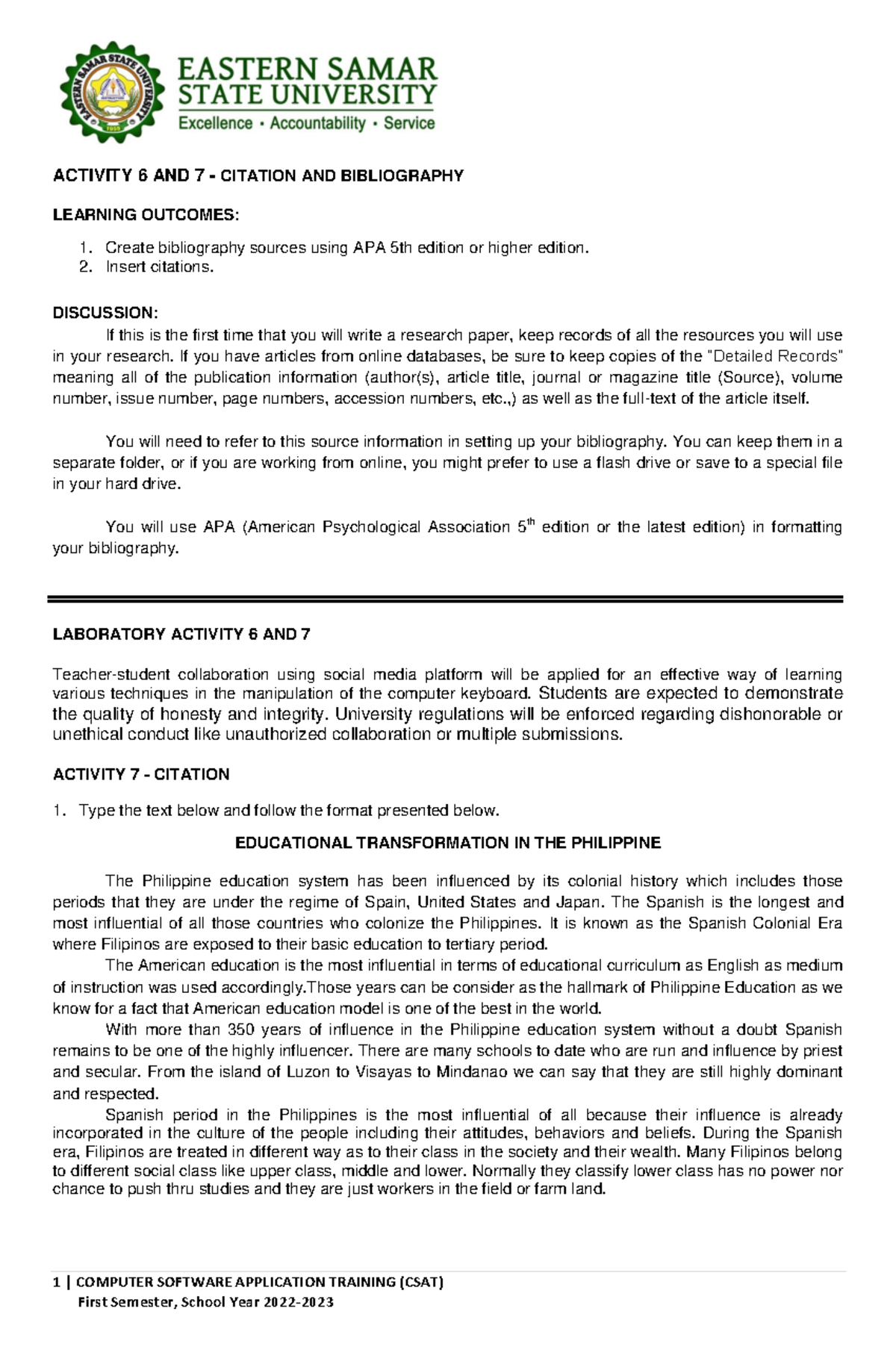 Activity-6and7 1SEM Thurs WORD 2022 - 1 | COMPUTER SOFTWARE APPLICATION ...