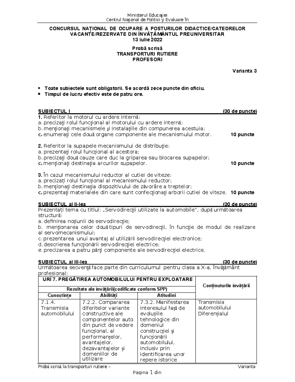 Tit 146 Transporturi rutiere P 2022 var 03 LRO - Ministerul Educaţiei ...