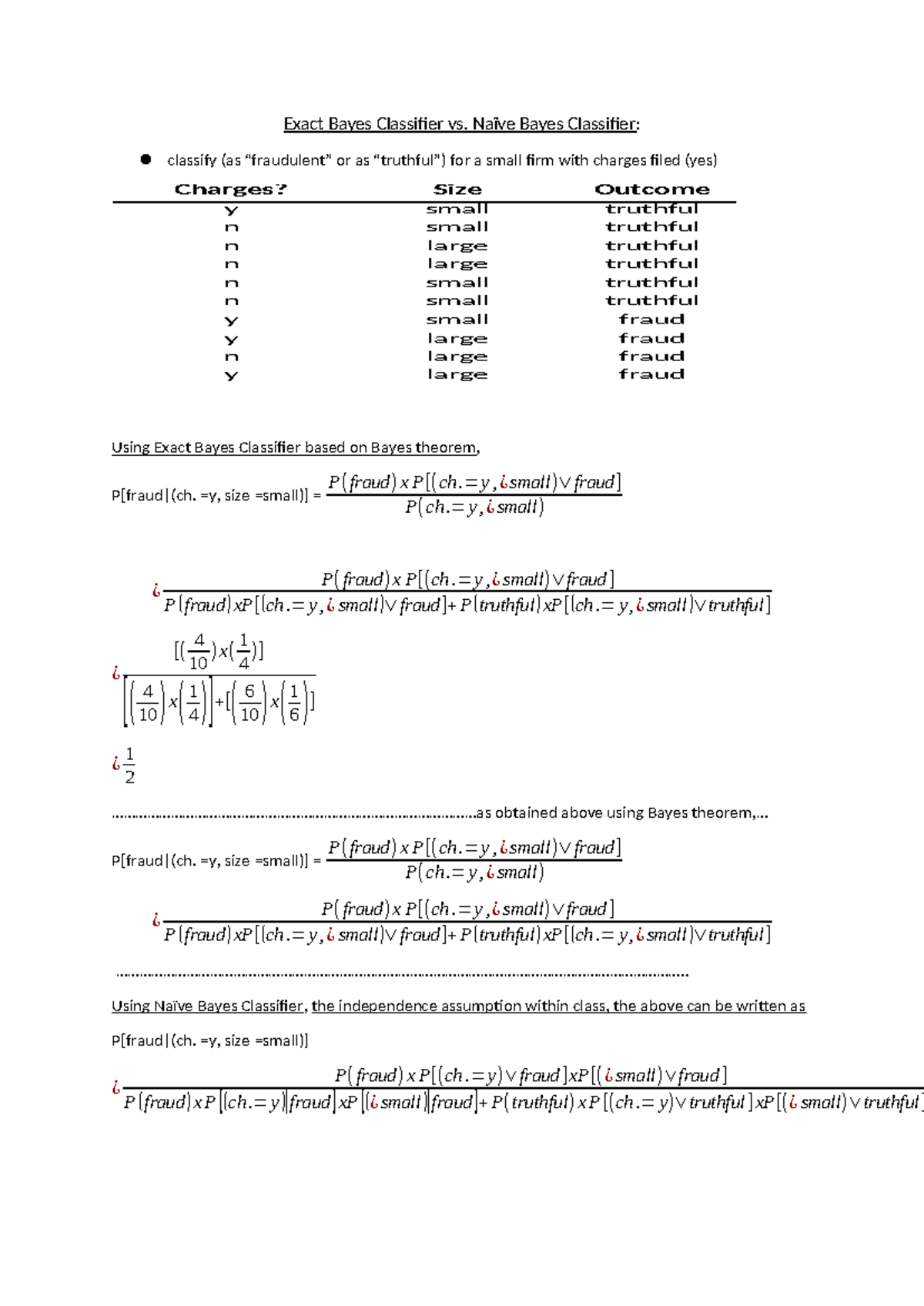 Naive Bayes Classifier Problem Exact Bayes Classifier Vs Naïve Bayes Classifier Classify As